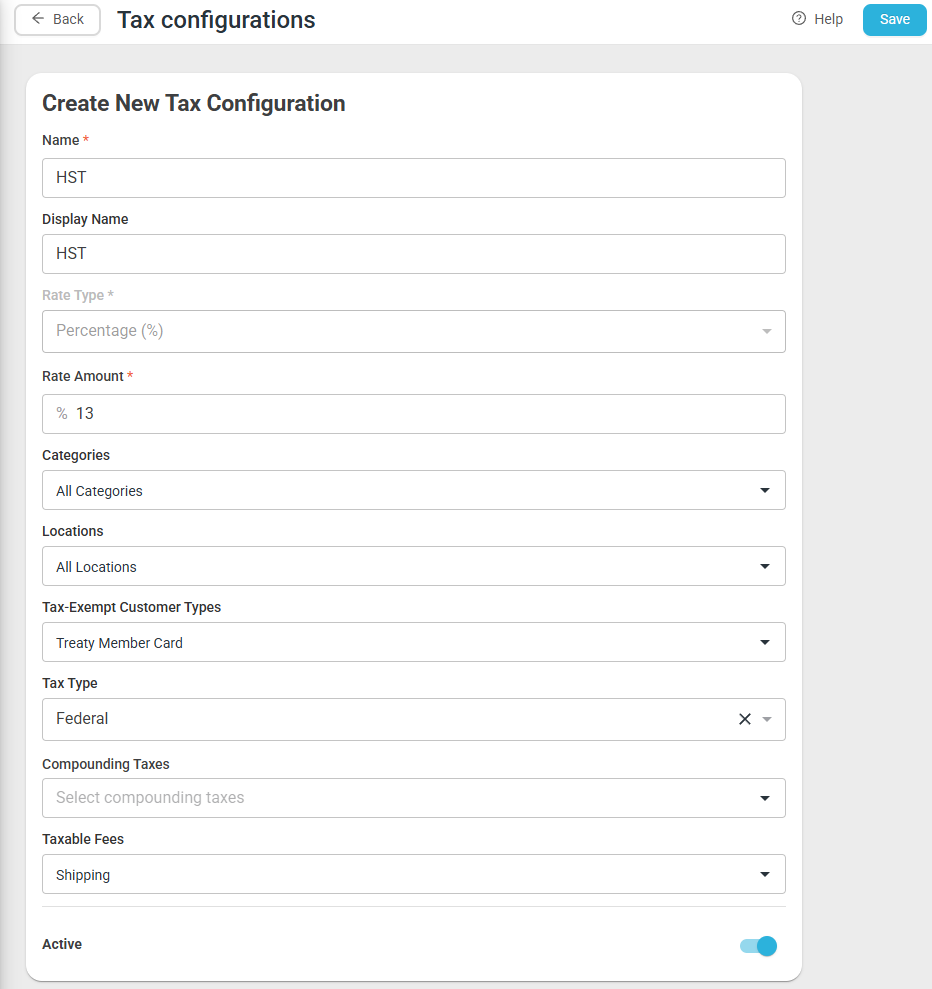 Dashboard | Tax Configurations (V2 Tax Engine) BETA